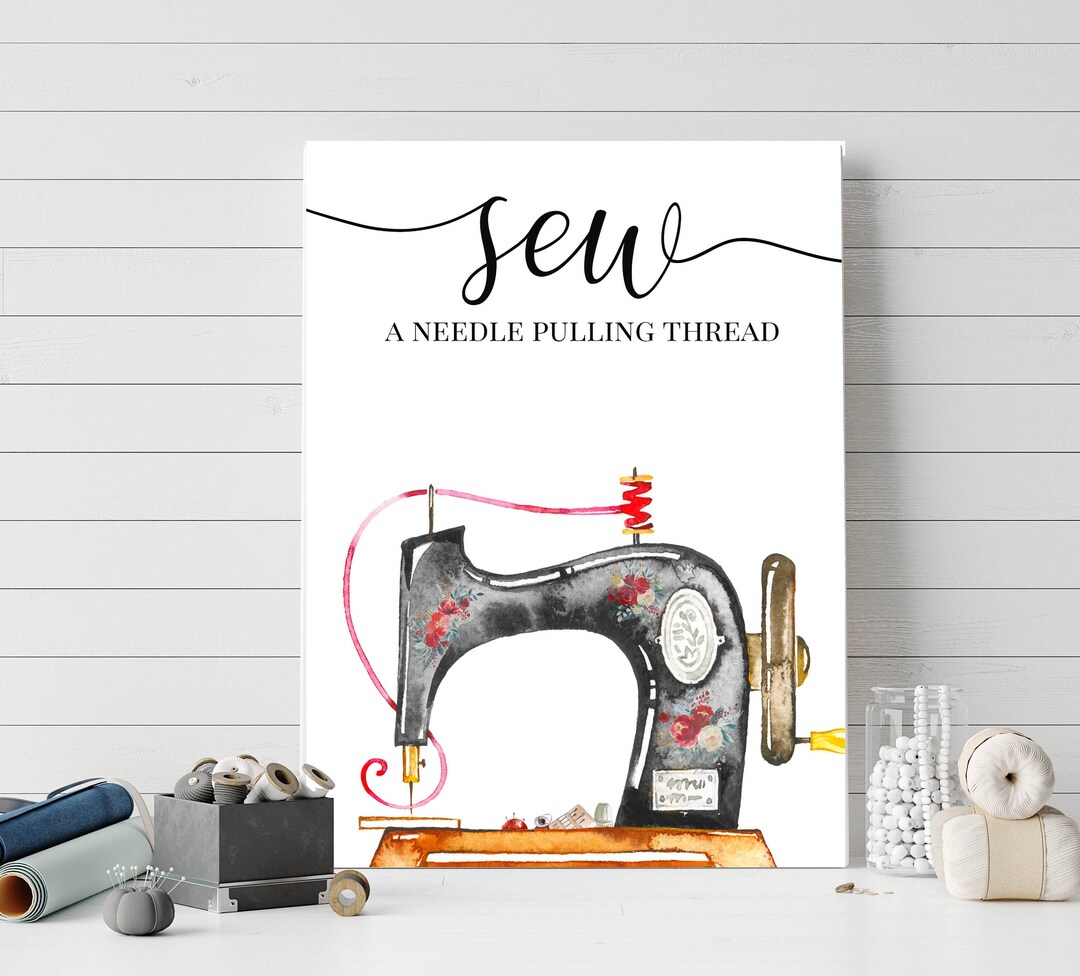 Sew A Needle Pulling Thread Craft Room Printable Craft Room Sign Floral ...