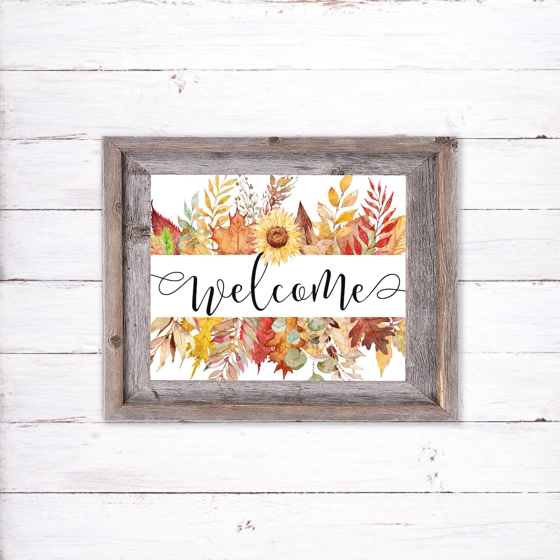 Welcome Fall Printable Wall Art Fall Leaves Sign 5x7 8x10 - Etsy