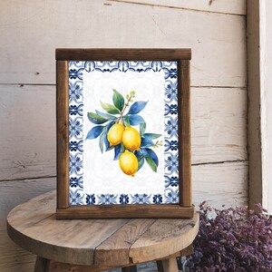 Lemon Kitchen Print: Blue Tile Wall Art (digital Download) - Etsy