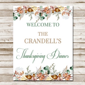 Thanksgiving Welcome Sign Printable Wall Art Dinner - Etsy