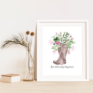 April Showers Bring May Flowers Printable Wall Art Spring Decor ...