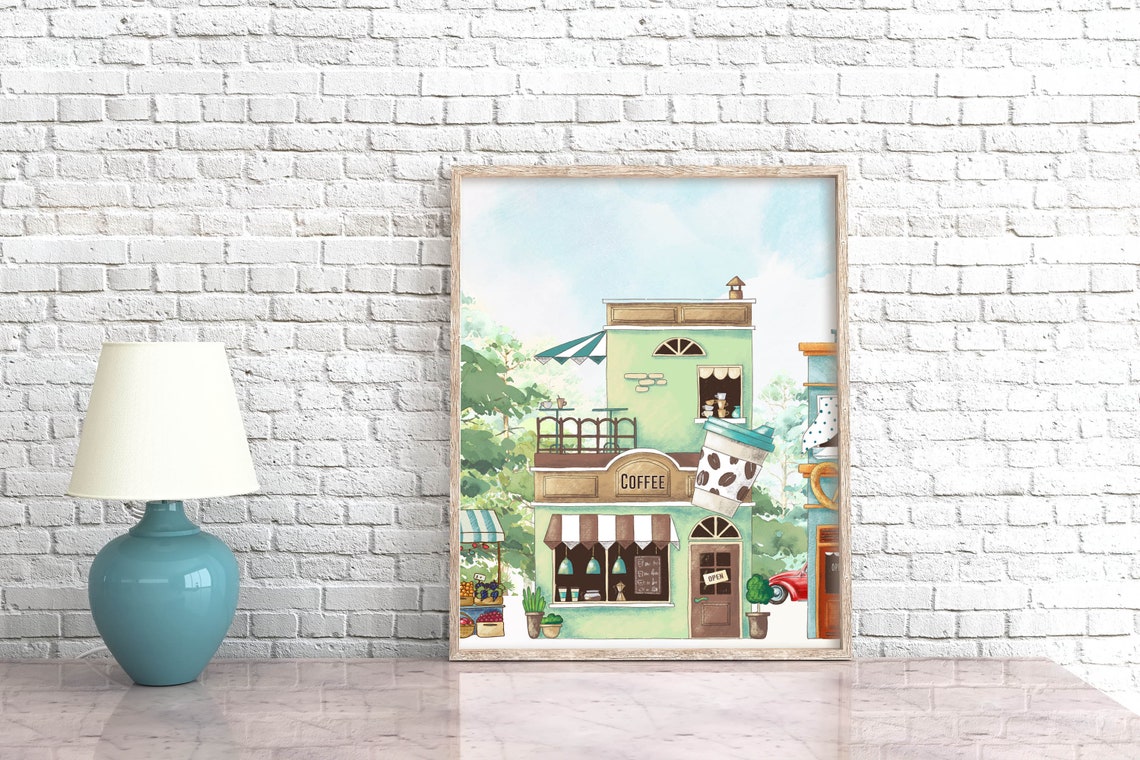 Coffee Shop Sign Printable Kitchen Decor Sign Whimsical Cafe - Etsy