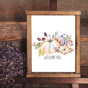 Welcome Fall Printable Sign Pumpkin Vignette Wall Art Autumn Decor Fall ...