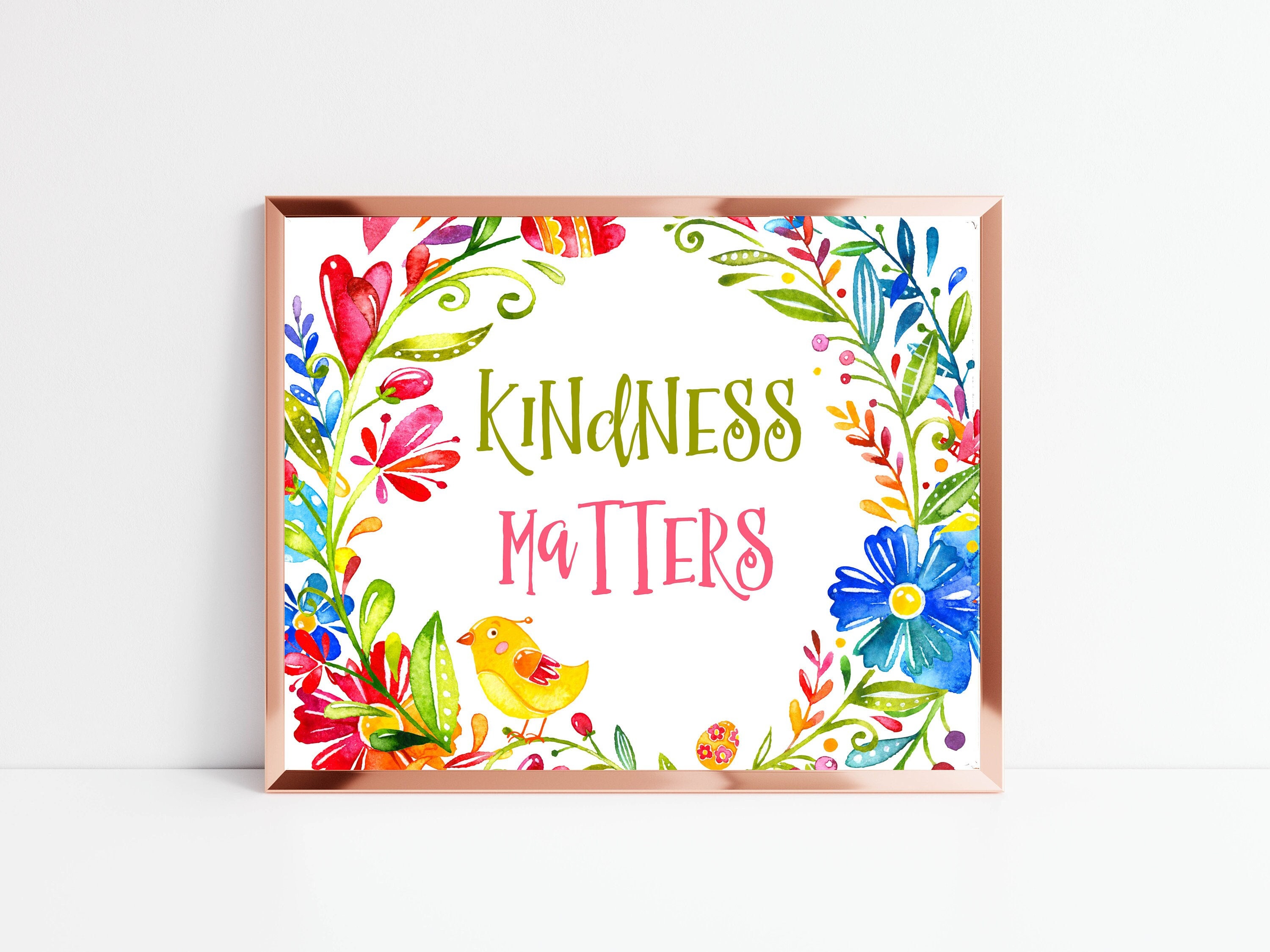 Kindness Matters Printable Quote Floral Wreath 5x7 8x10 11x14 | Etsy