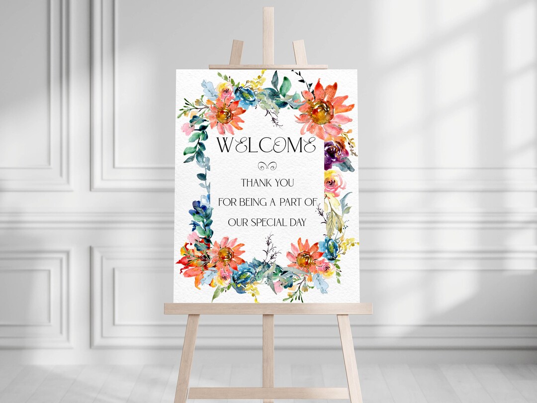 Welcome Sign Printable Garden Floral Celebration Sign Shower Decor 5x7 ...