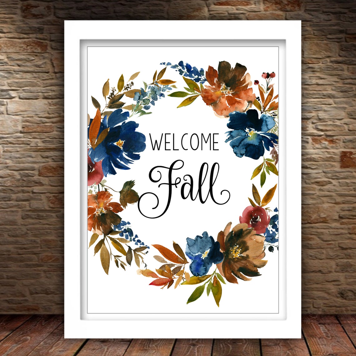 Welcome Fall Printable Wall Art Floral Wreath Sign 5x7 8x10 - Etsy