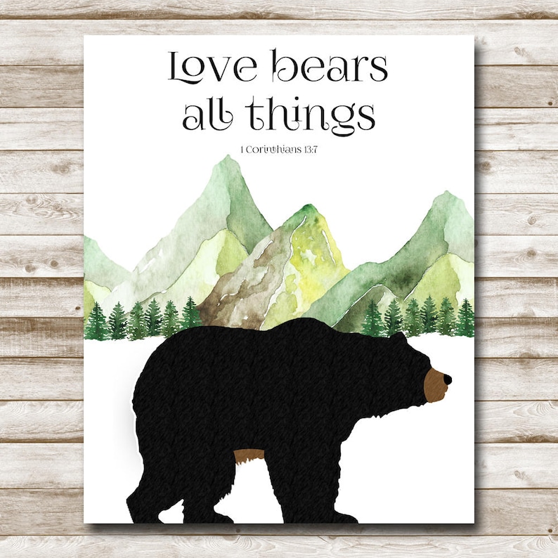 Love Bears All Things 1 Corinthians 13:7 Bible Verse Printable - Etsy