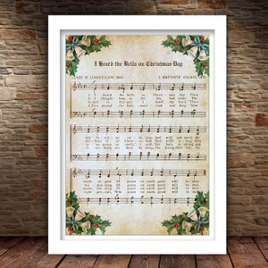 I Heard the Bells on Christmas Day Printable Christmas Hymn 5x7 8x10 ...