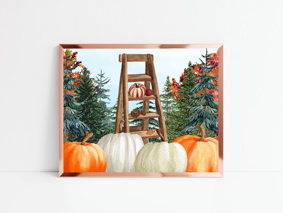 Fall Pumpkin Patch Printable Woodland Wall Art 5x7 8x10 11x14 - Etsy