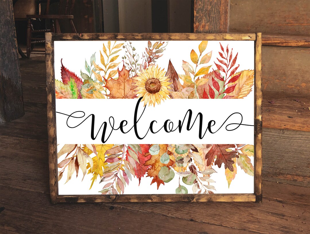 Welcome Fall Printable Wall Art Fall Leaves Sign 5x7 8x10 11x14 16x20 ...