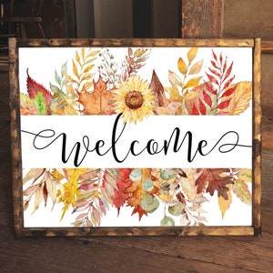 Welcome Fall Printable Wall Art Fall Leaves Sign 5x7 8x10 11x14 16x20 ...