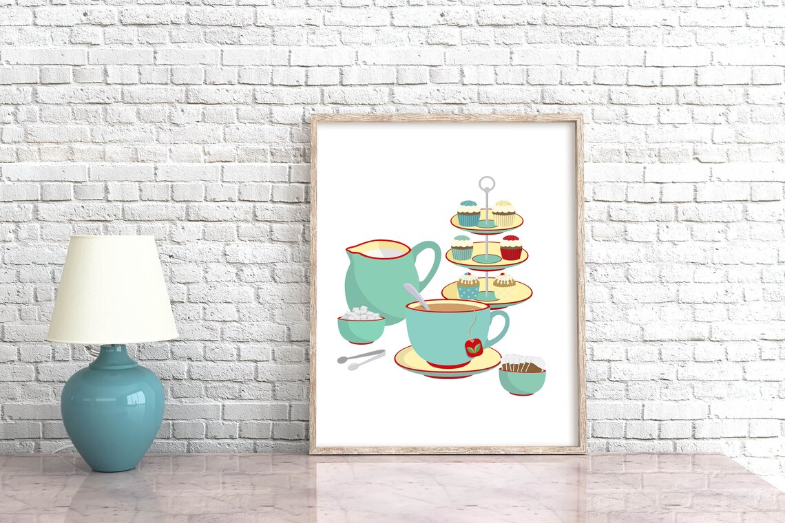 Vintage Tea Printable Kitchen Printable Wall Art Retro Kitchen - Etsy