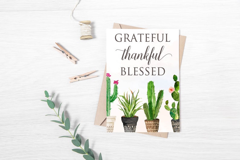 Grateful Thankful Blessed Printable Inspirational Quote Wall | Etsy