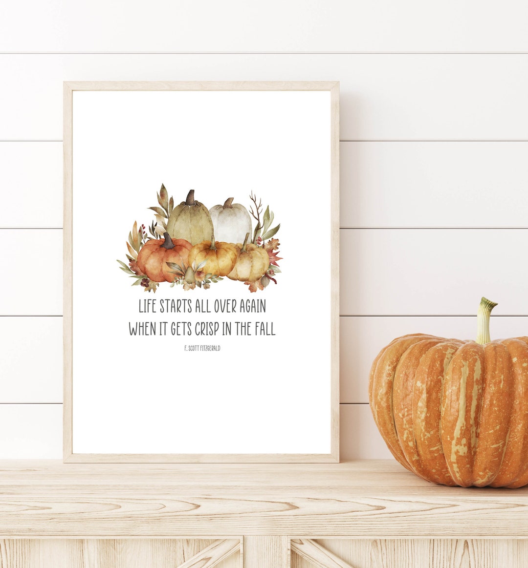 Fall Quote Printable Life Starts All Over Again Fall Home DIY Decor 5x7 ...