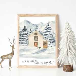 All is Calm All is Bright Printable Christmas Wall Art 5x7 8x10 11x14 ...