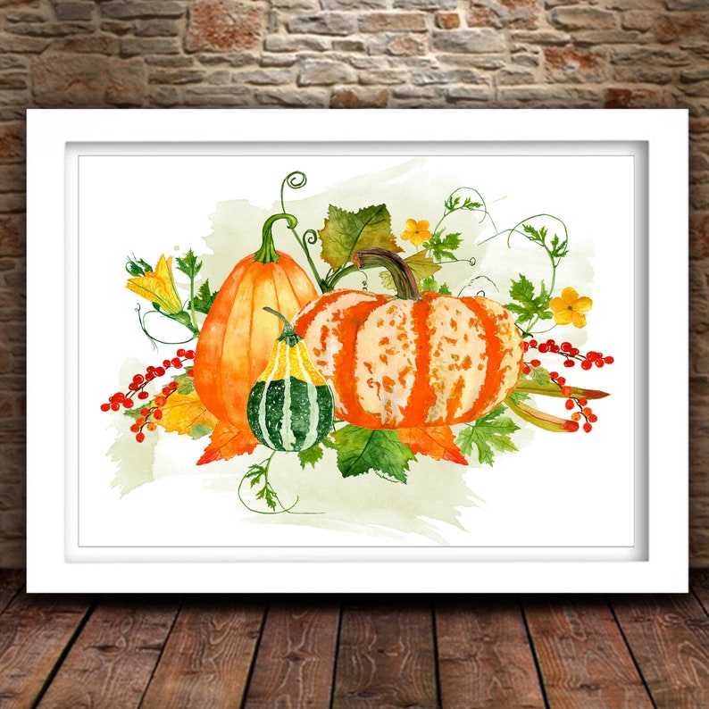 Autumn Pumpkins Printable Fall Wall Art Autumn Decor Fall | Etsy