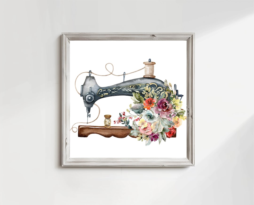 Floral Nähen SQUARE Printable Home Dekor Aquarell Handwerk Zimmer Wand ...