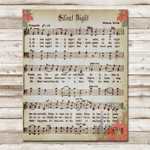 Silent Night Holy Night Printable Christmas Hymn 5x7 8x10 11x14 16x20 ...