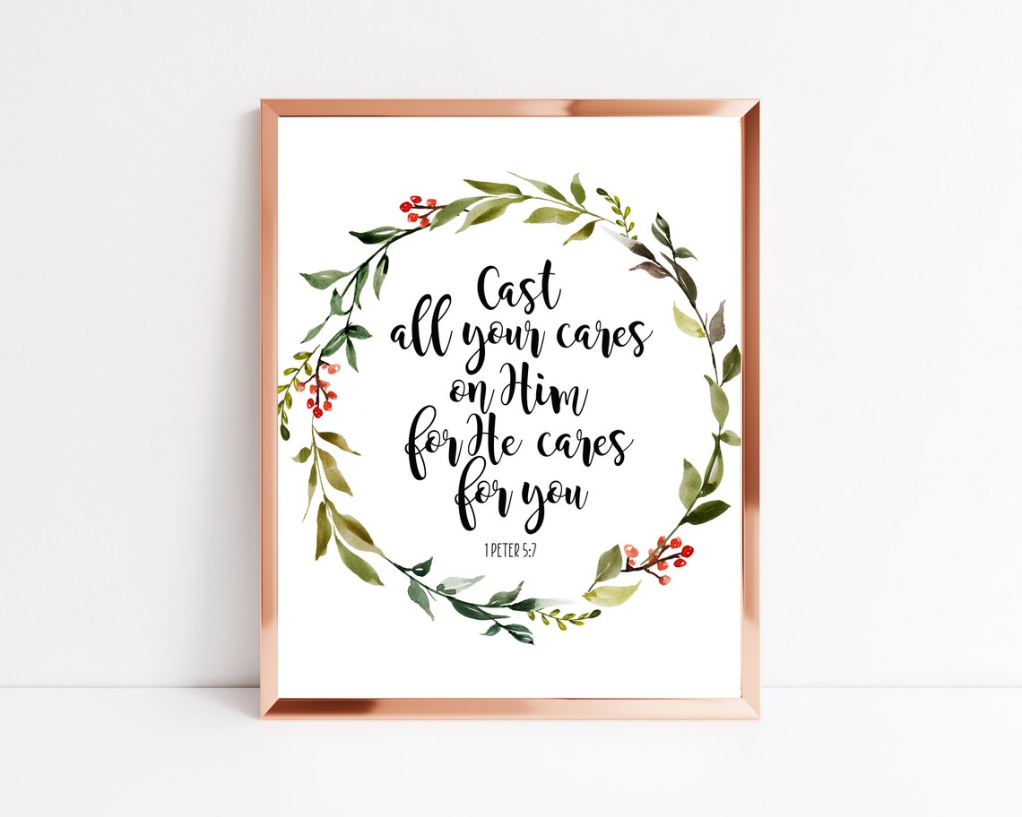 1 Peter 5:7 Printable He Cares for You Quote Bible Verse Sign | Etsy
