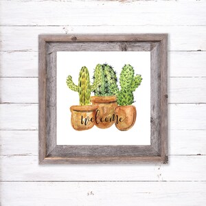 Welcome Cactus Trio SQUARE Printable Succulent Wall Art Cactus ...