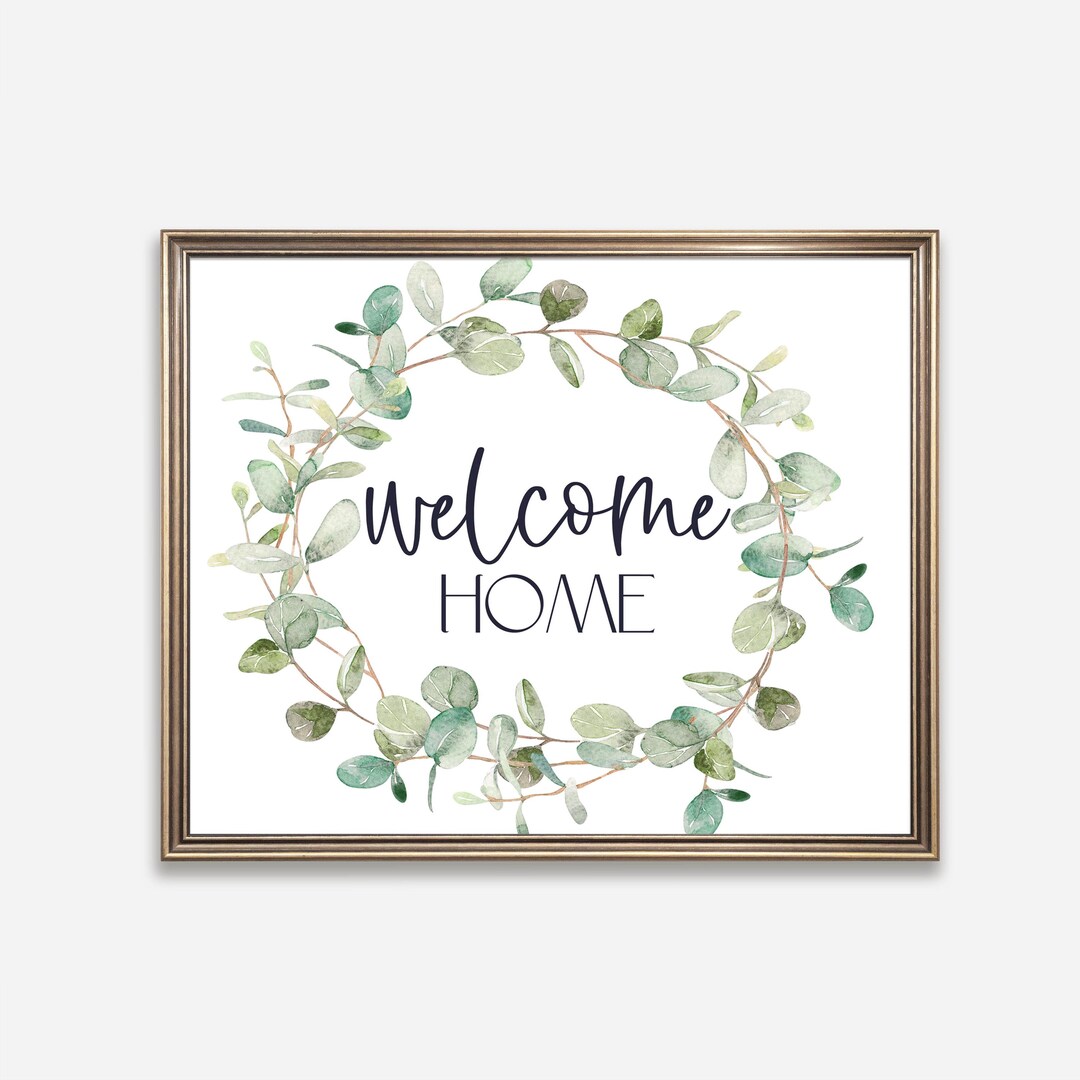 Welcome Home | Watercolor Printable, Horizontal Wall Art, Botanical ...