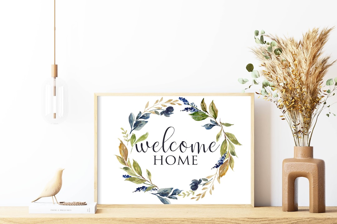 Welcome Home Printable Wreath Wall Art Print Home Decor 5x7 8x10 11x14 ...