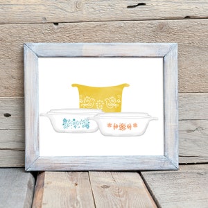 Vintage Pyrex Printable Kitchen Printable Wall Art Pyrex Bakeware Retro ...