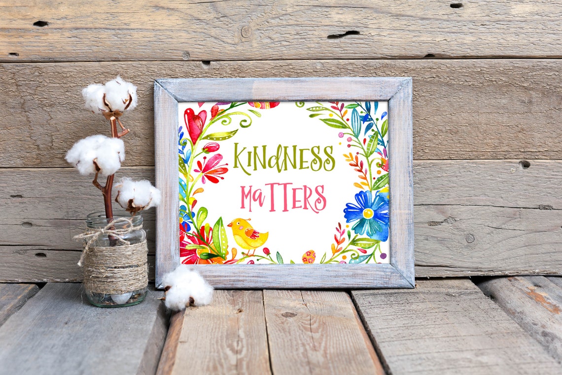 Kindness Matters Printable Quote Floral Wreath 5x7 8x10 11x14 | Etsy