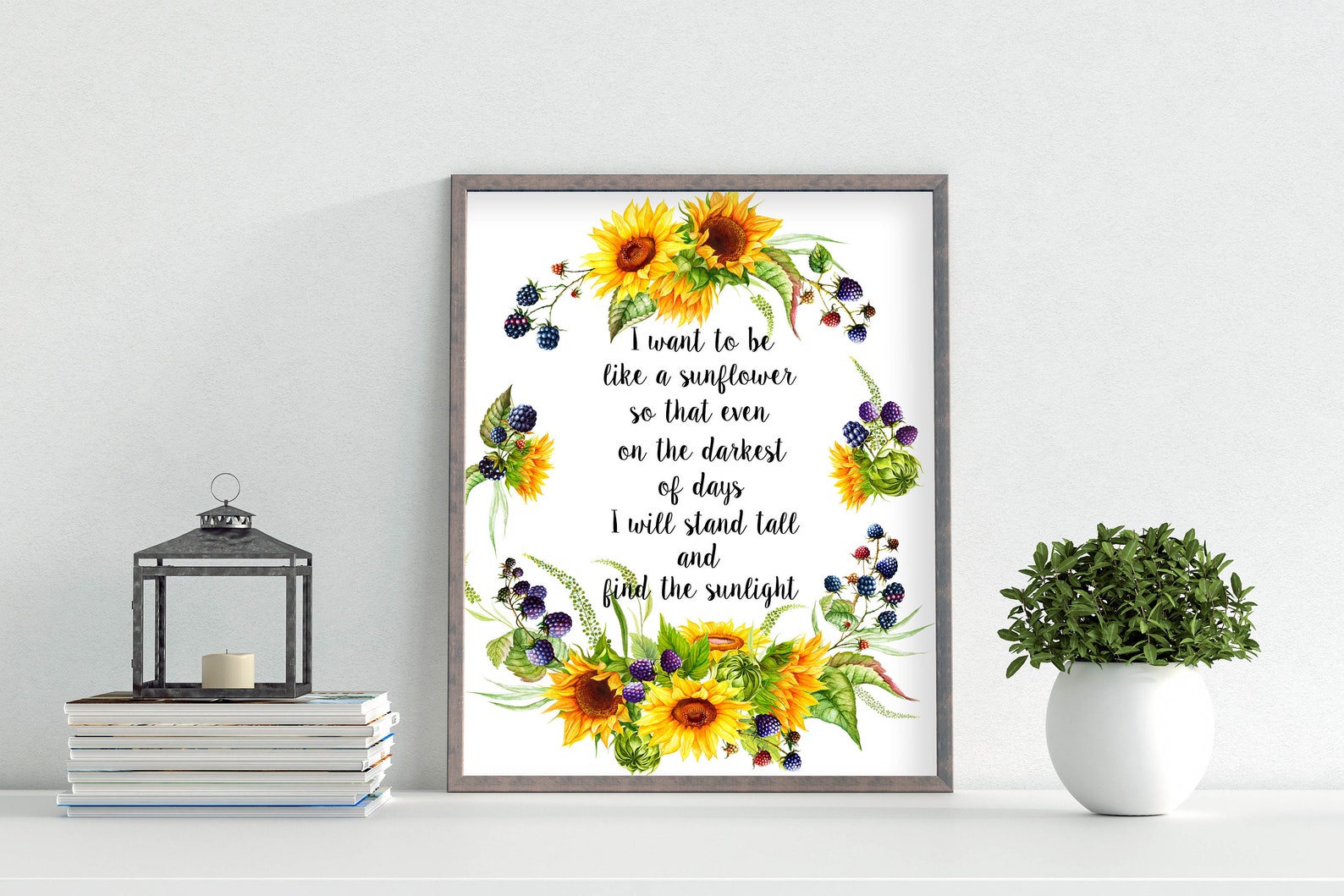 Sunflower Inspirational Quote Print, Summer Wreath Decor (digital ...