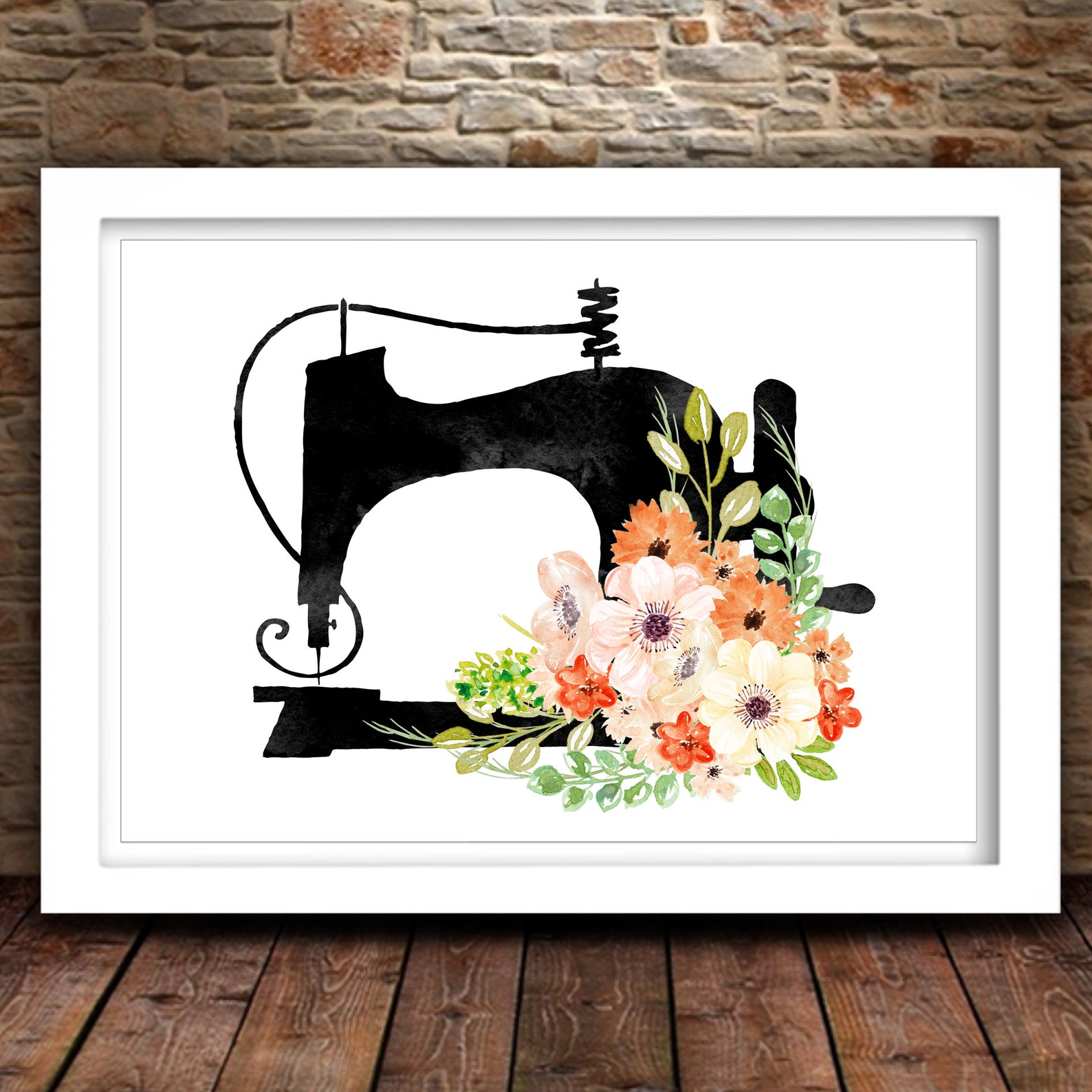 Floral Sewing Machine Printable Sewing Print Craft Room | Etsy