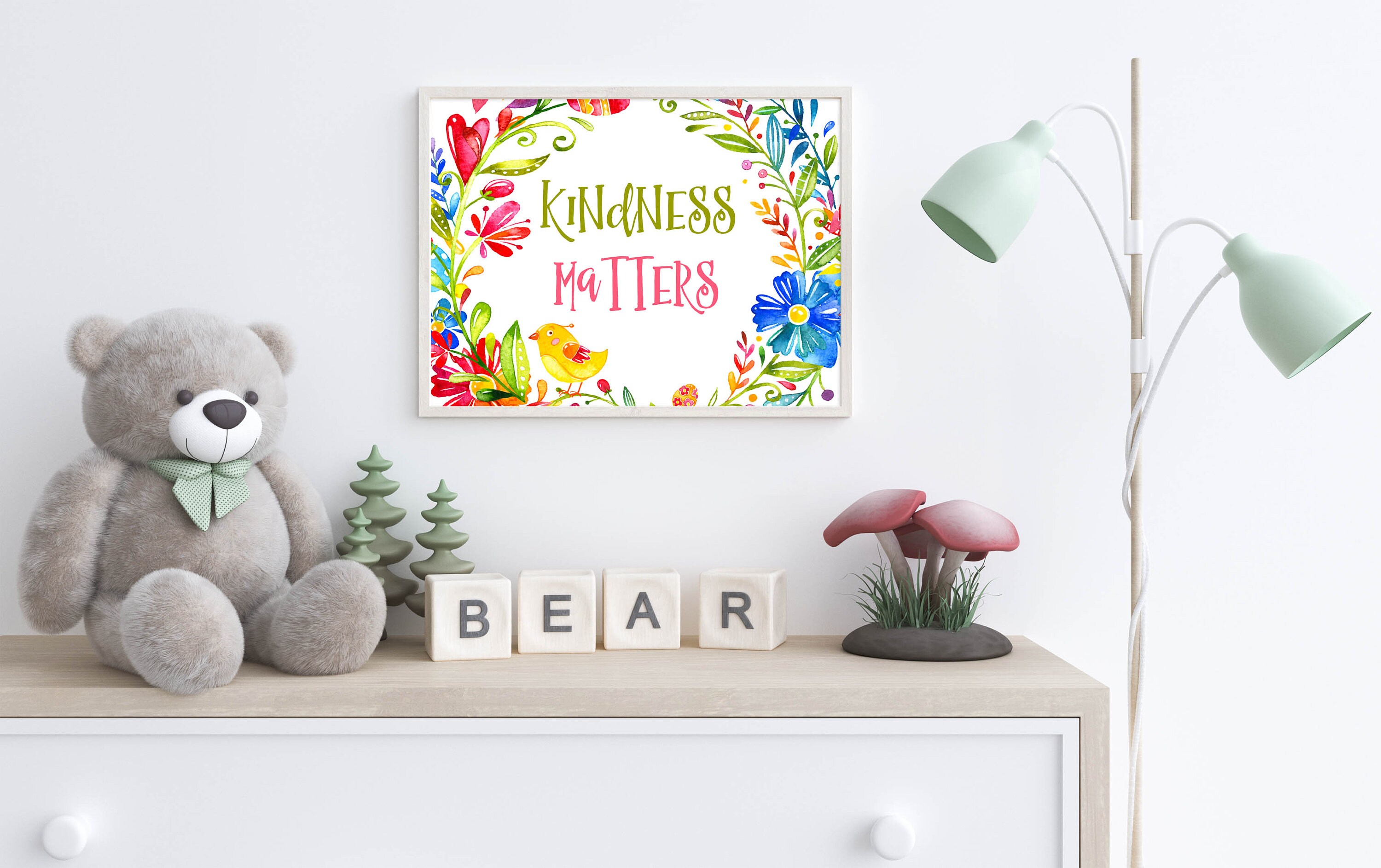 Kindness Matters Printable Quote Floral Wreath 5x7 8x10 11x14 | Etsy