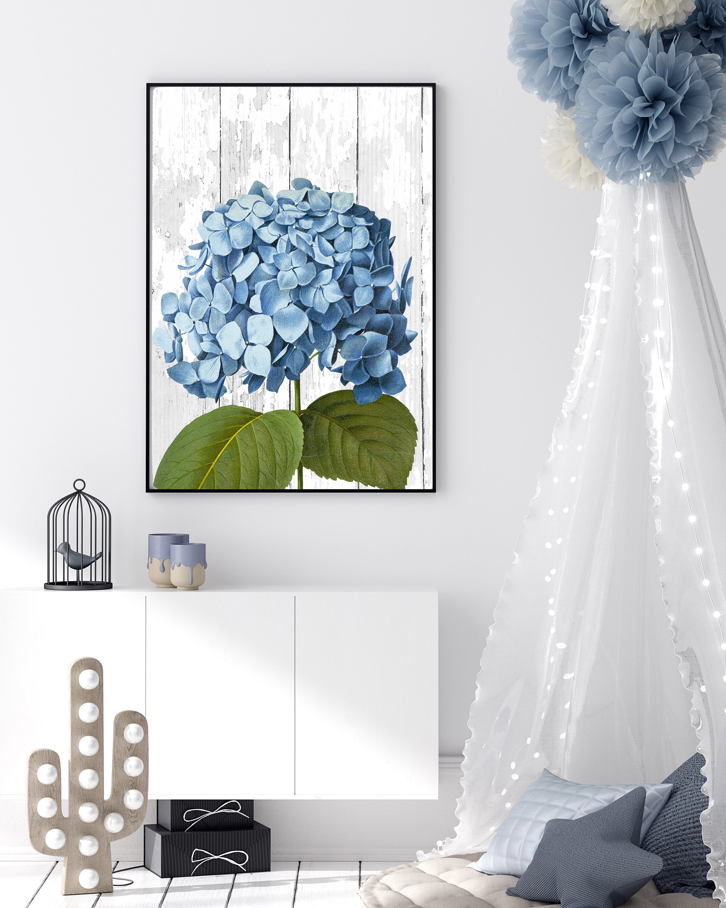 Hydrangea Printable Vintage Rustic Home Decor Flower Wall Art | Etsy