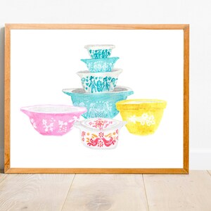 Vintage Pyrex Printable Wall Art Kitchen Printable Wall Art Pyrex Bowls ...