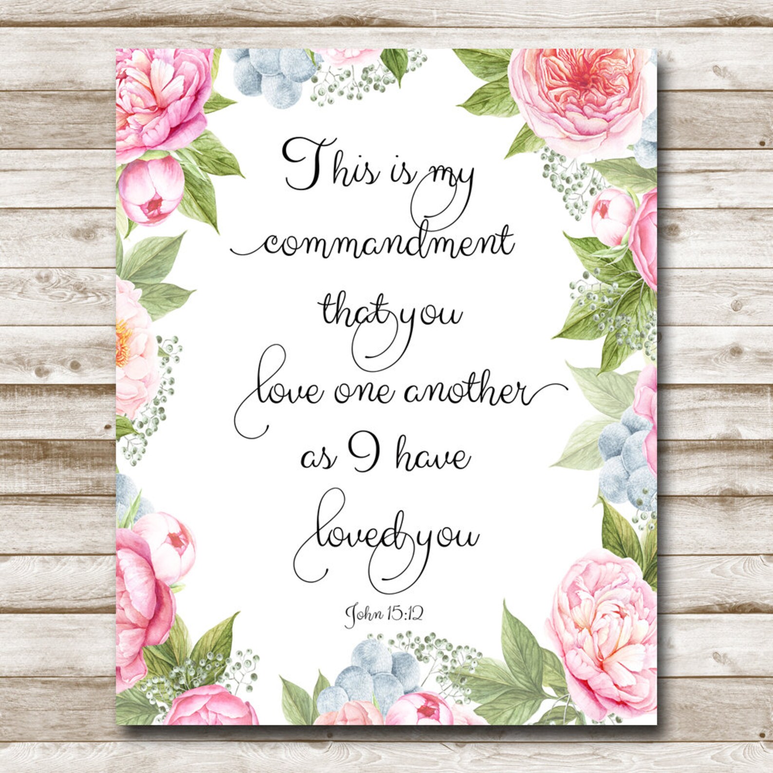 Love One Another John 15:12 Printable Commandment Bible Print | Etsy