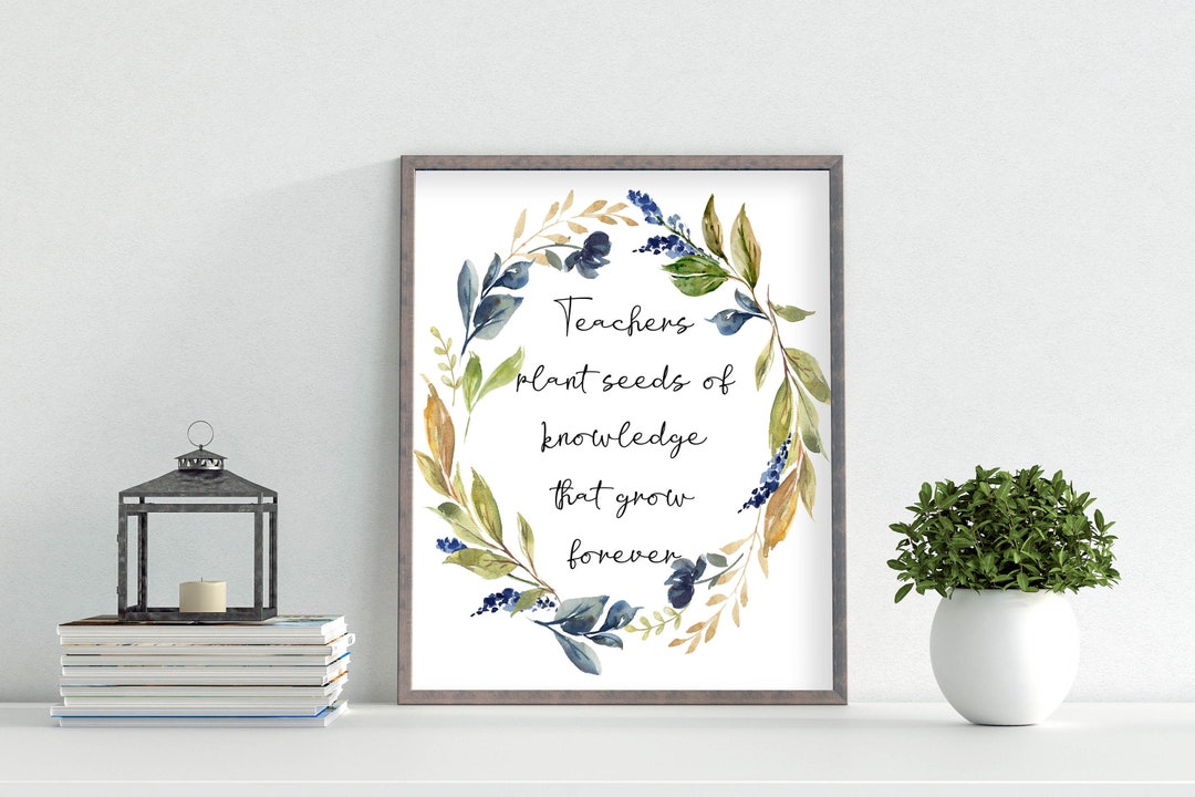 Teacher Quote Printable: Greenery Wreath, Motivational Art (digital ...