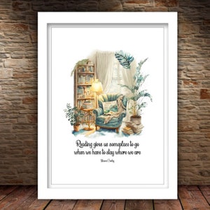 Reading Printable Quote Books Plants Sign 5x7 8x10 11x14 16x20 Library ...