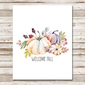 Welcome Fall Printable Sign Pumpkin Vignette Wall Art Autumn Decor Fall ...