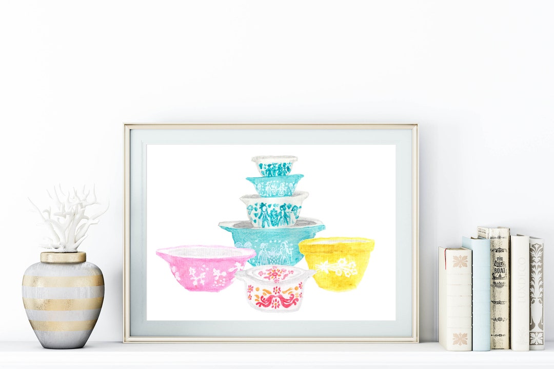 Vintage Pyrex Printable Wall Art Kitchen Printable Wall Art Pyrex Bowls ...