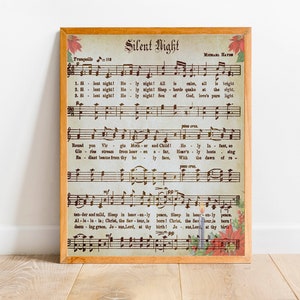 Silent Night Holy Night Printable Christmas Hymn 5x7 8x10 11x14 16x20 ...