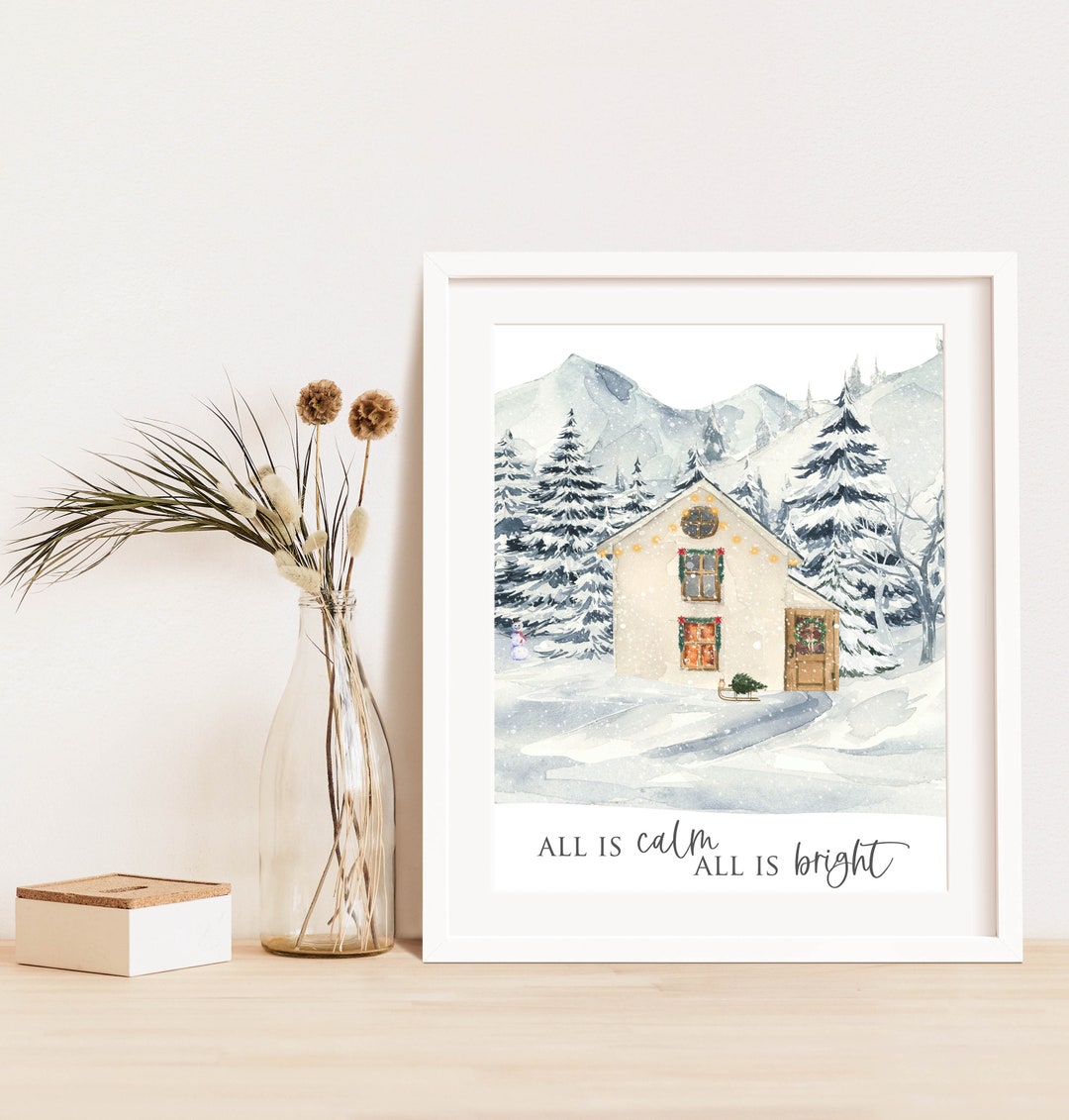 All is Calm All is Bright Printable Christmas Wall Art 5x7 8x10 11x14 ...