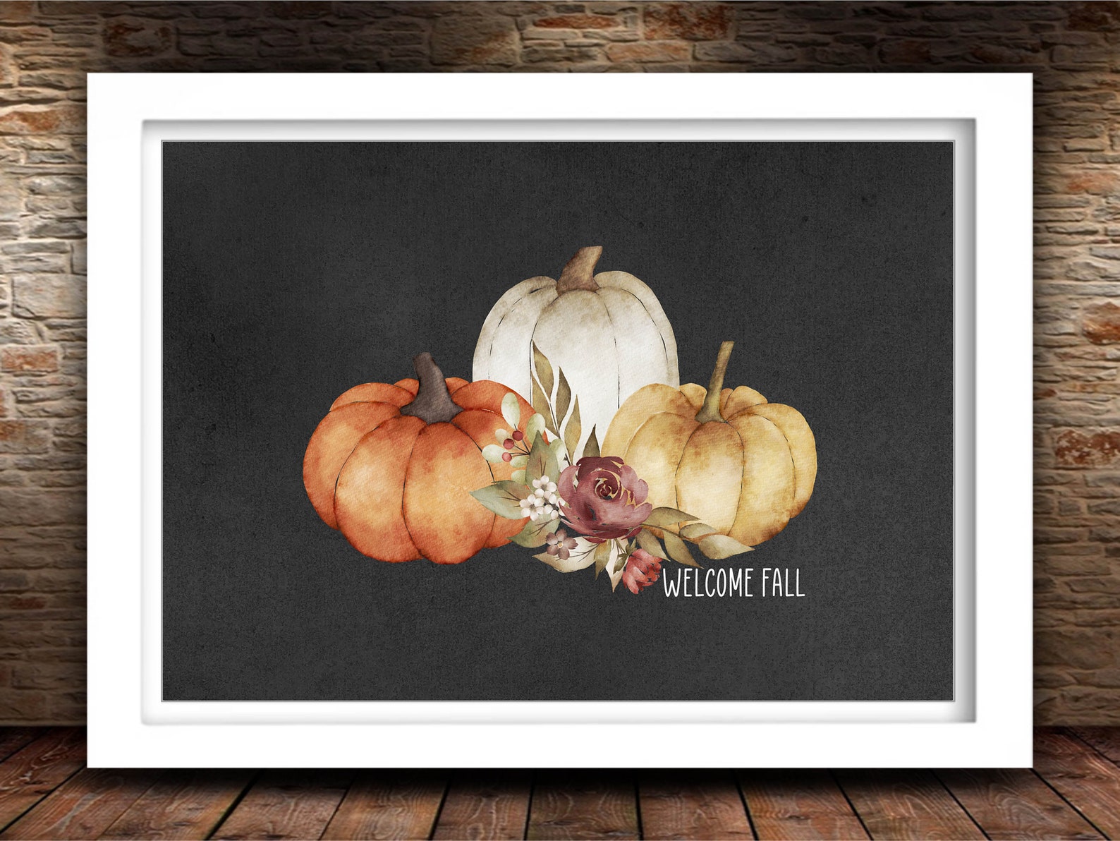 Welcome Fall Printable Sign Rustic Pumpkin Wall Art Autumn - Etsy