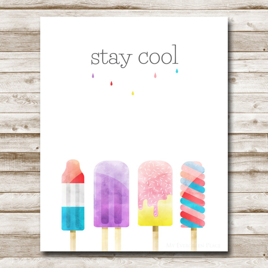 Stay Cool Printable Wall Art Popsicle 4x6 5x7 8x10 11x14 16x20 | Etsy