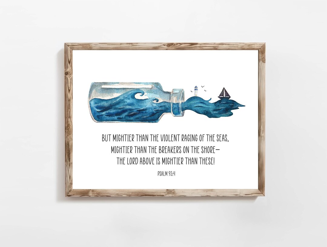 Psalm 93:4 Printable Nautical Bible Verse Sign Mightier Scripture Print ...