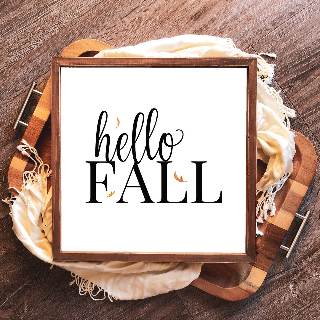 Hello Fall SQUARE Printable Minimalist Fall Decor Tiered Tray - Etsy