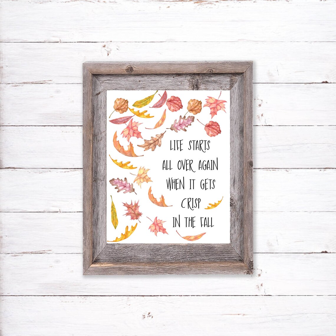 Fall Quote Printable Life Starts All Over Again Fall Home DIY - Etsy