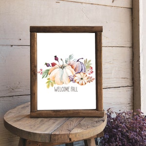 Welcome Fall Printable Sign Pumpkin Vignette Wall Art Autumn Decor Fall ...
