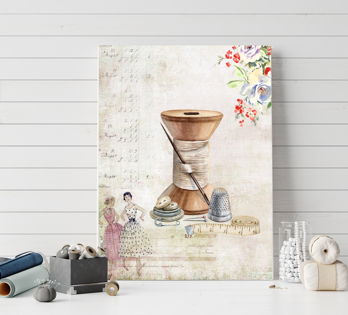 Vintage Sewing Printable Craft Room Sign Home Decor Sewing - Etsy