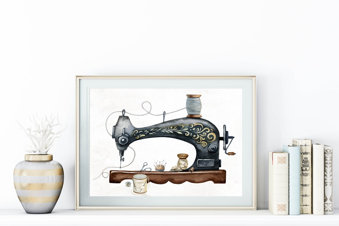 Vintage Sewing Machine Printable Sewing Print Craft Room - Etsy