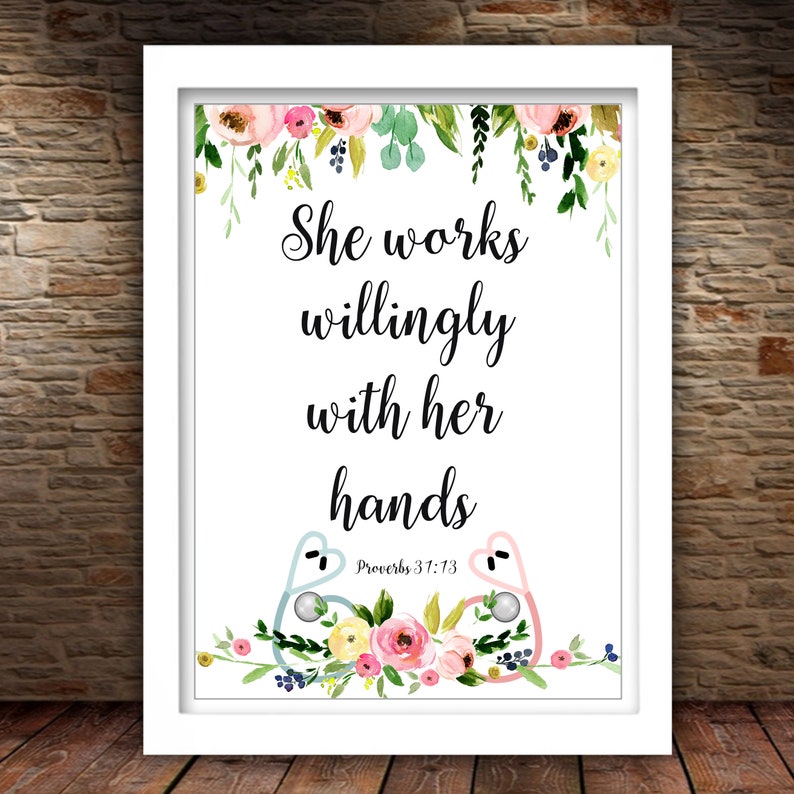 She Works Willingly With Her Hands Printable Proverbs 31 13 Etsy