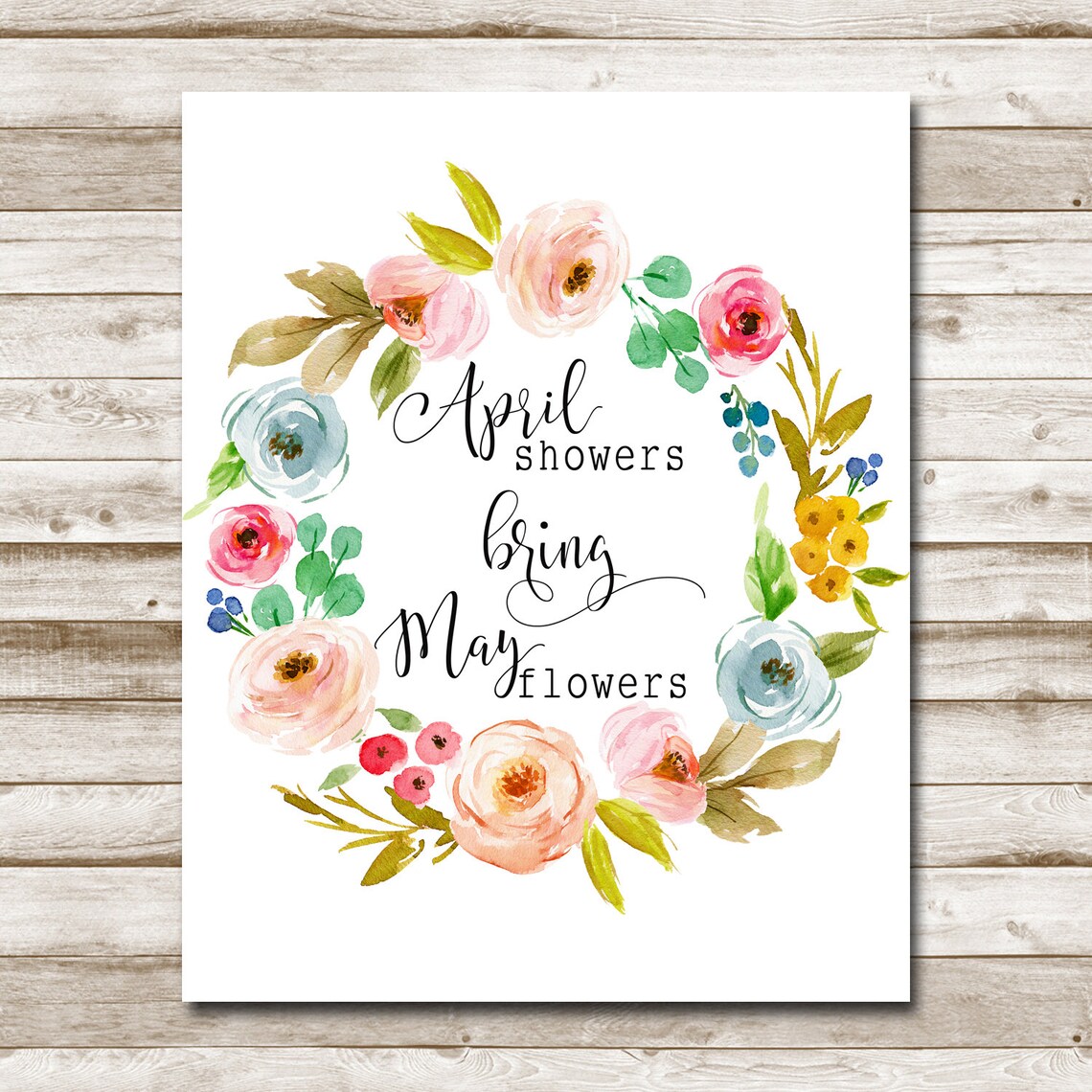 April Showers Bring May Flowers Printable Sign Spring Decor Gardening ...